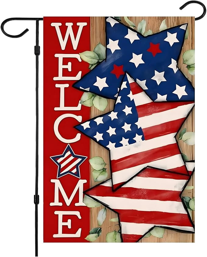 4th of July Garden Flags - 18 x 12 Inch American Independence Memorial ...