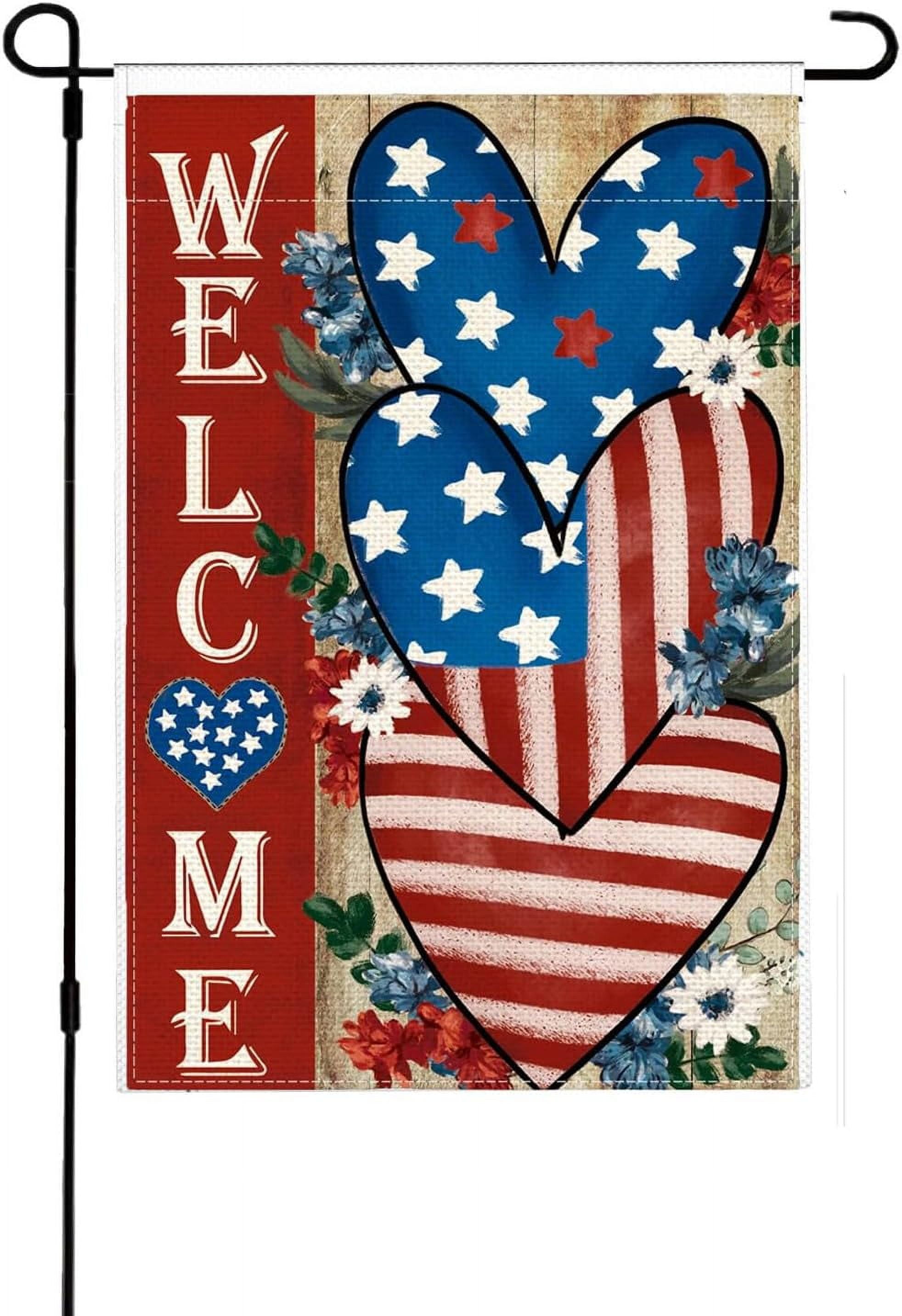 4th July Garden Flags 28x40 inch Double Sided Patriotic Welcome Garden ...