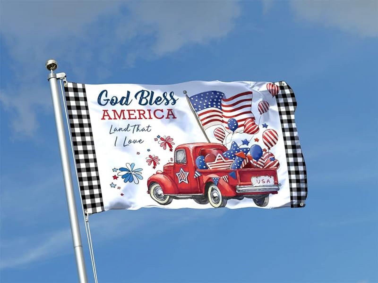 4th of July Garden Flags for Outside,Patriotic American Truck with ...