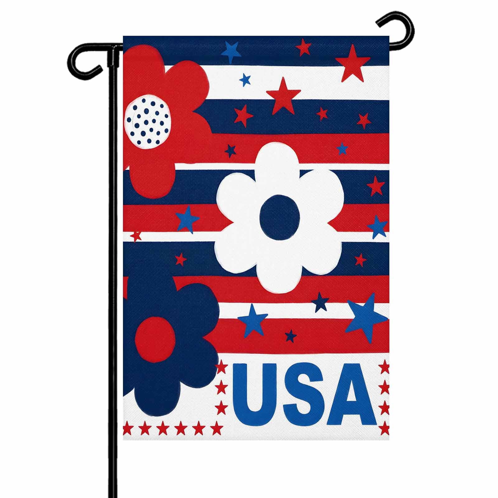 4th of July Garden Flags USA Star Stripes Garden Flag Double Sided ...