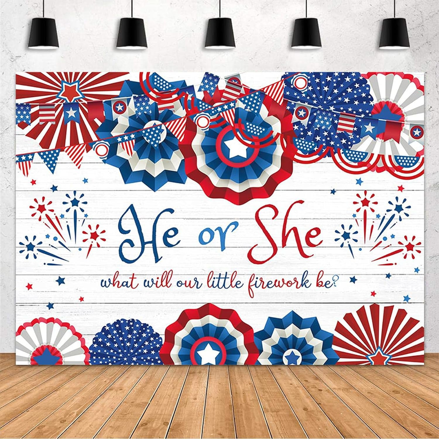 4th of July Gender Reveal Backdrop American Independence Day He or She ...