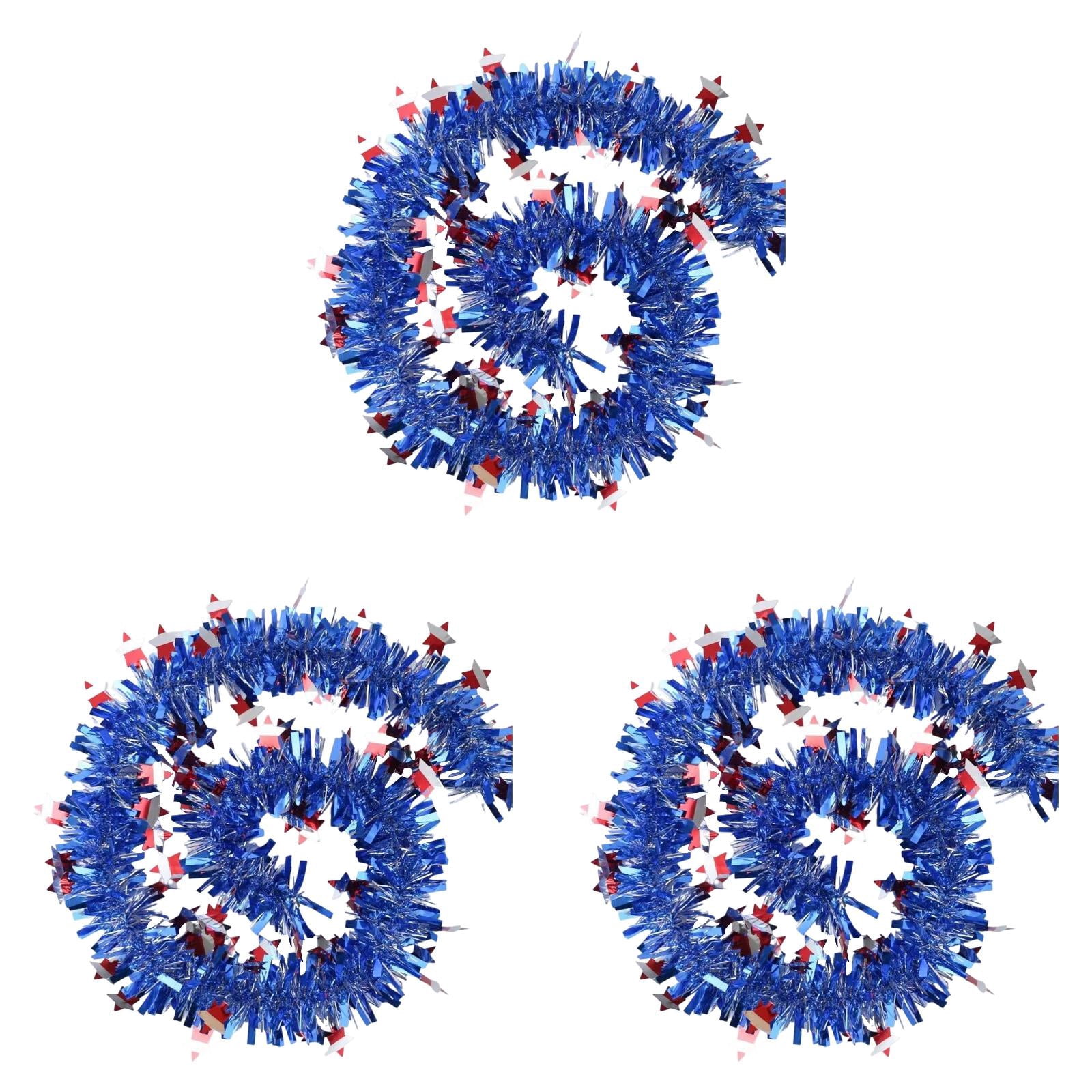 4th of July Glitter Tinsel Garland Decoration, Red White Blue Star ...