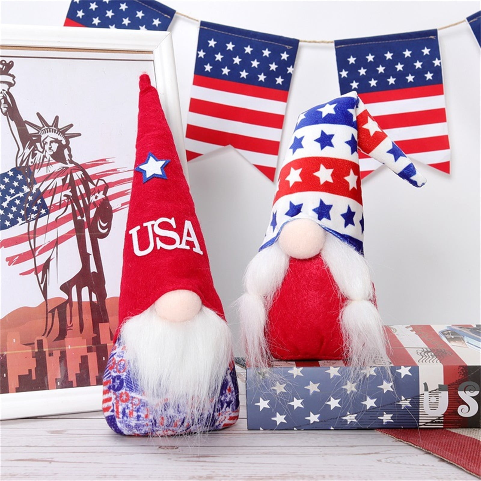 4th of July Gnome Plush Decorations Patriotic Memorial Day Gnomes Mr & Mrs Handmade Gnomes Plush ...