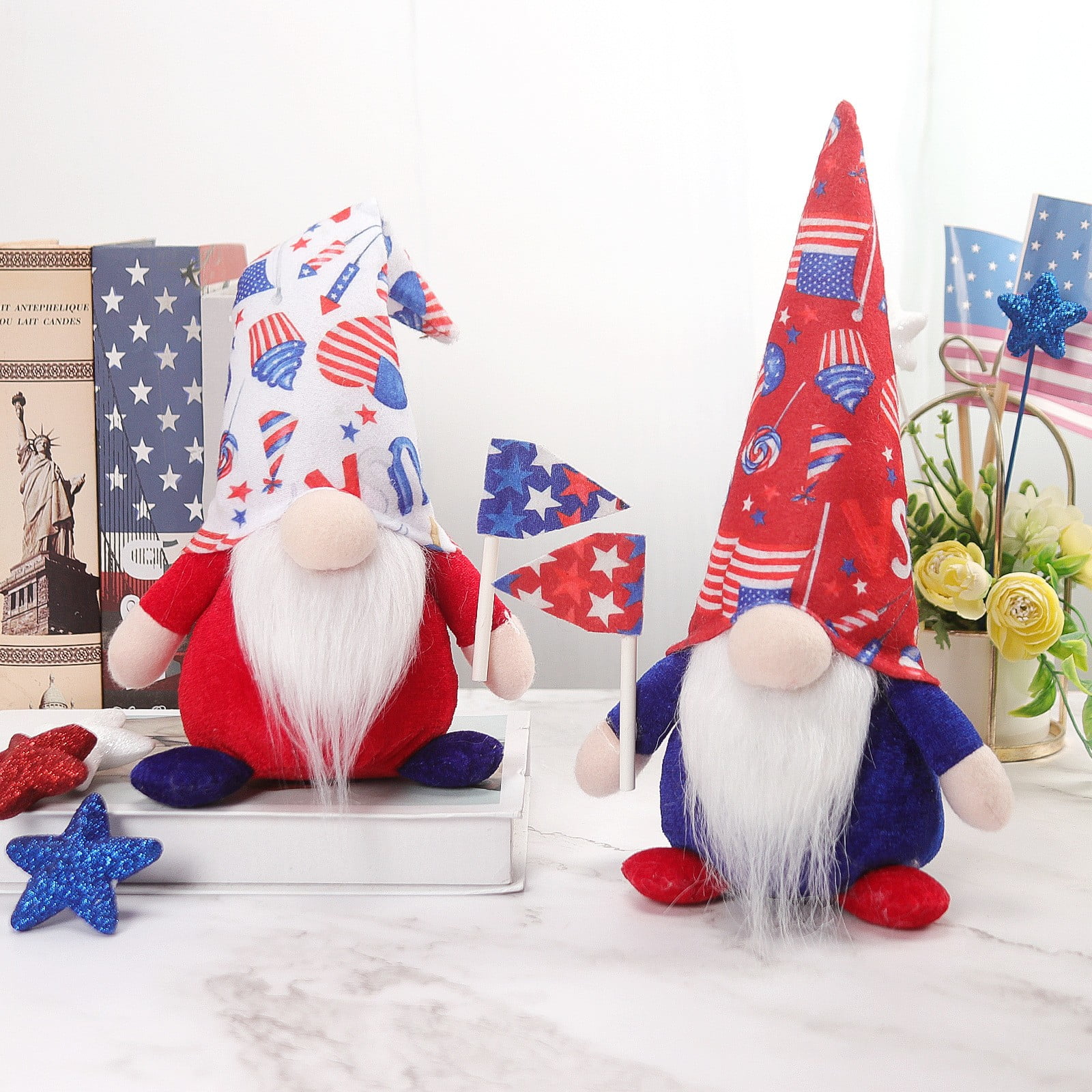 4th of July Gnomes Decorations,2 Pcs Patriotic Plush Gnome Decor for ...