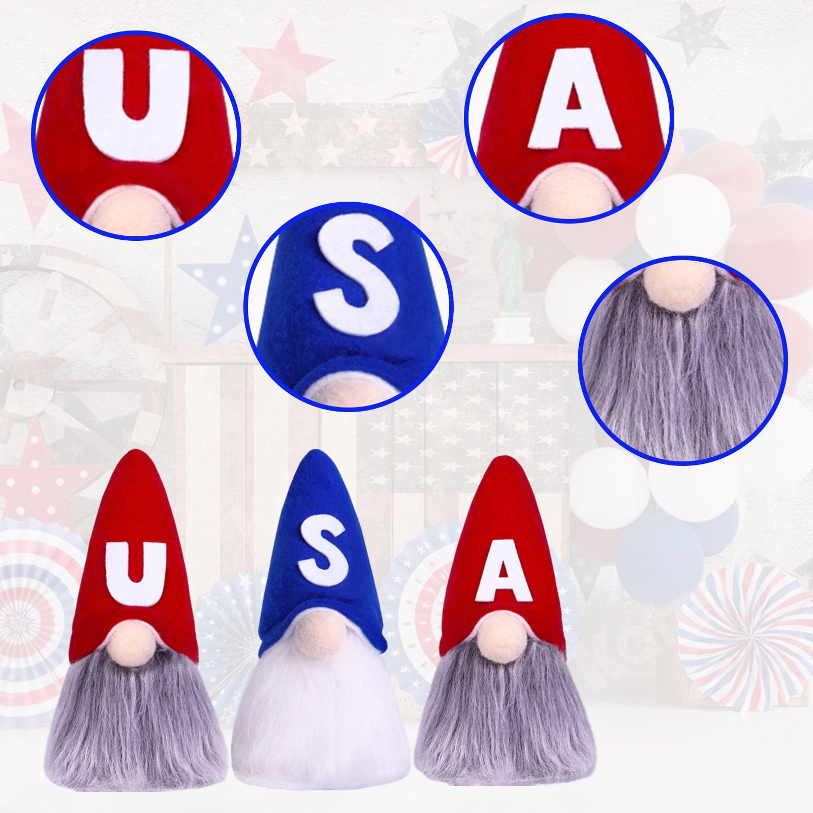 4th of July Gnomes Patriotic Gnomes 4th of July Decorations Gnomes Decorations for Home ...