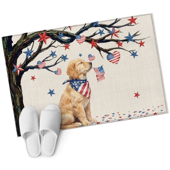 4th of July Golden Dog Bathroom Rug Washable 2x3 Entryway Rug Non Slip ...