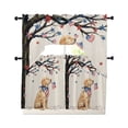4th of July Golden Dog Kitchen Curtains Set for Windows 3 Piece Cafe ...