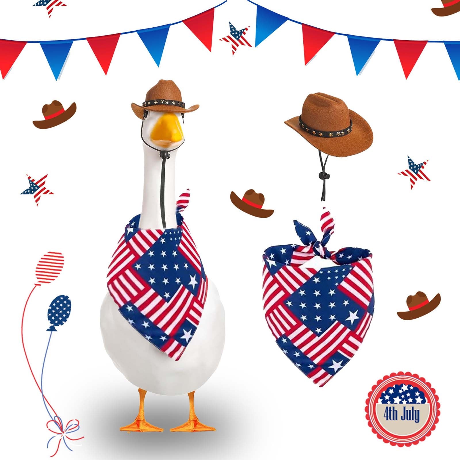 4th of July Goose Outfit Independence Day Bow and Hat, Porch Goose ...