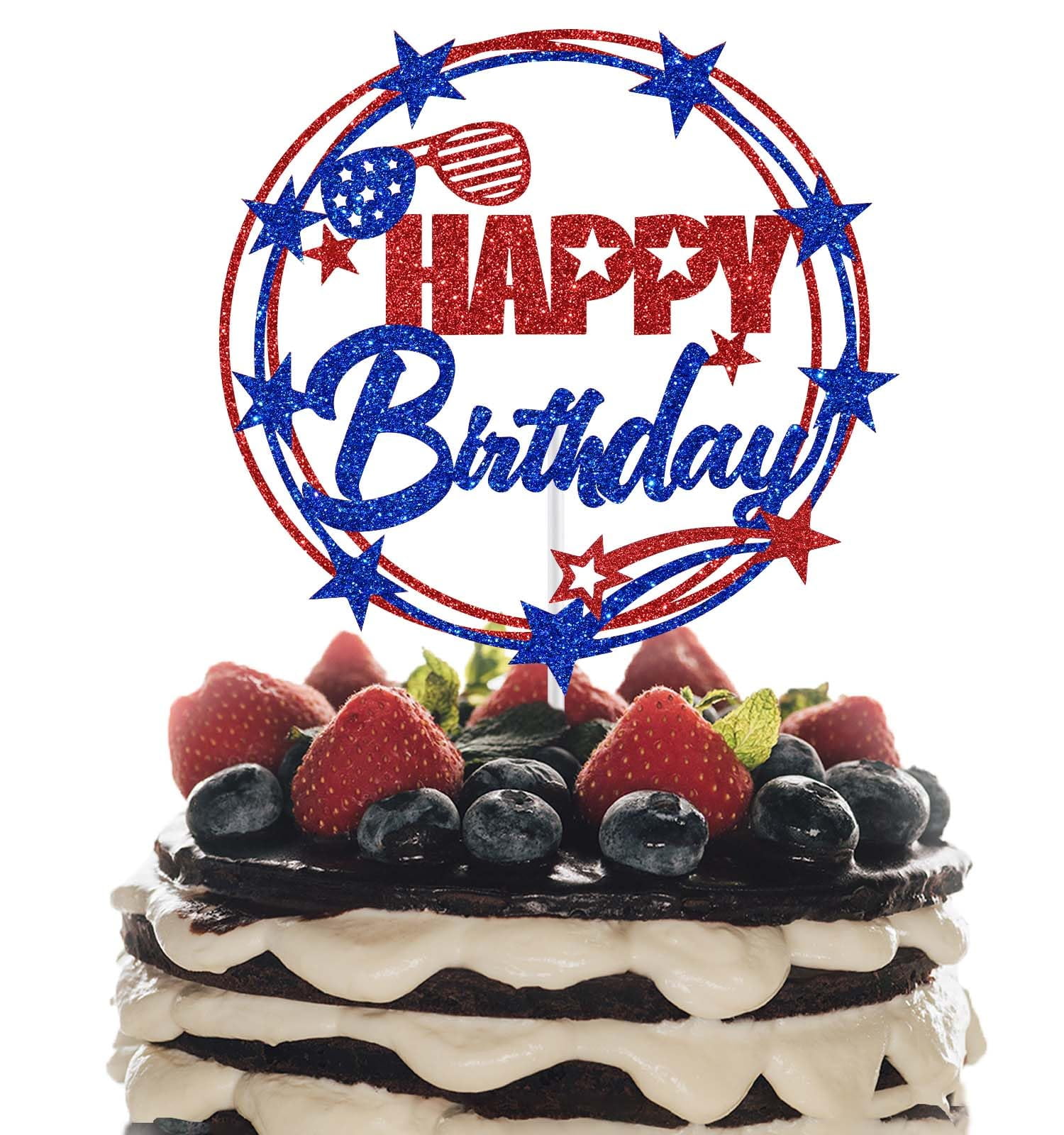 4th of July Happy Birthday Cake BSL1 Topper, Patriotic Birthday Cake Decoration, 4th of July ...