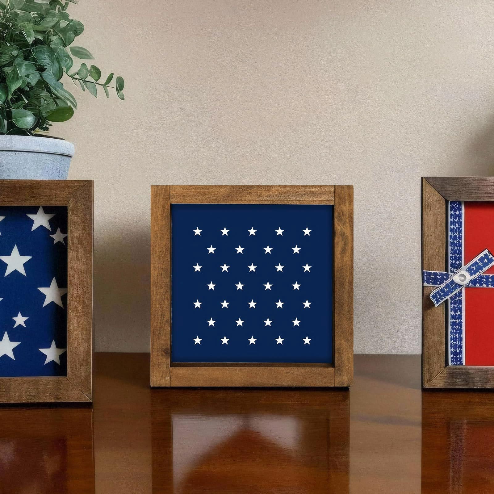4th of July Happy Fourth Of July Sign 6x6 Inch Wood Framed 4th Of July ...