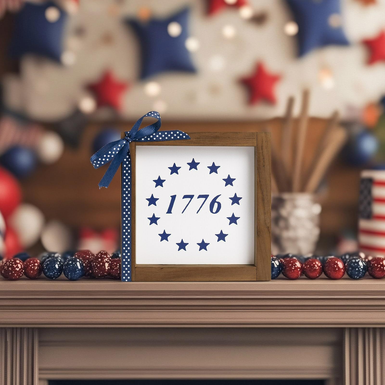 4th of July Happy Fourth Of July Sign 6x6 Inch Wood Framed 4th Of July ...