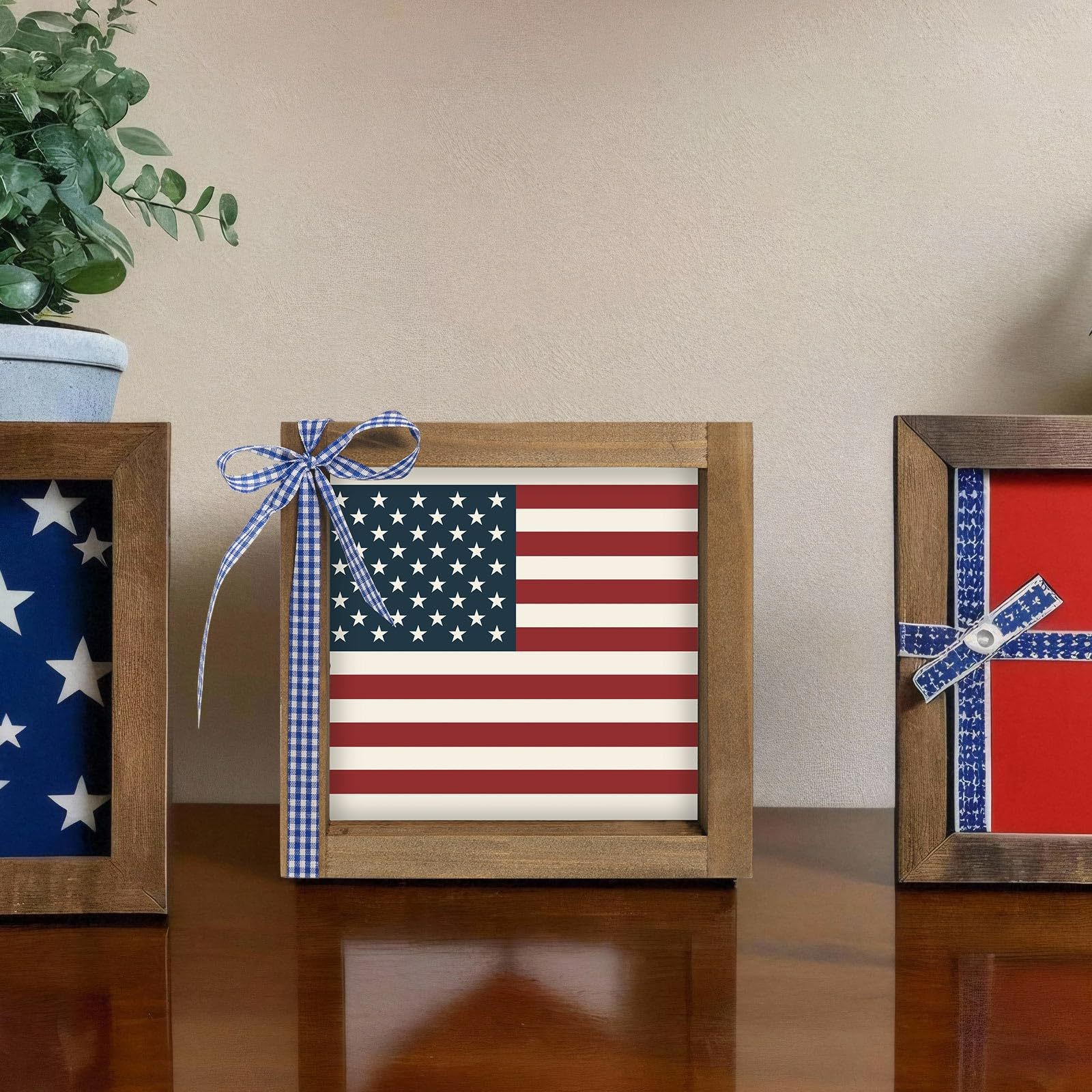 4th of July Happy Fourth Of July Sign 6x6 Inch Wood Framed 4th Of July ...