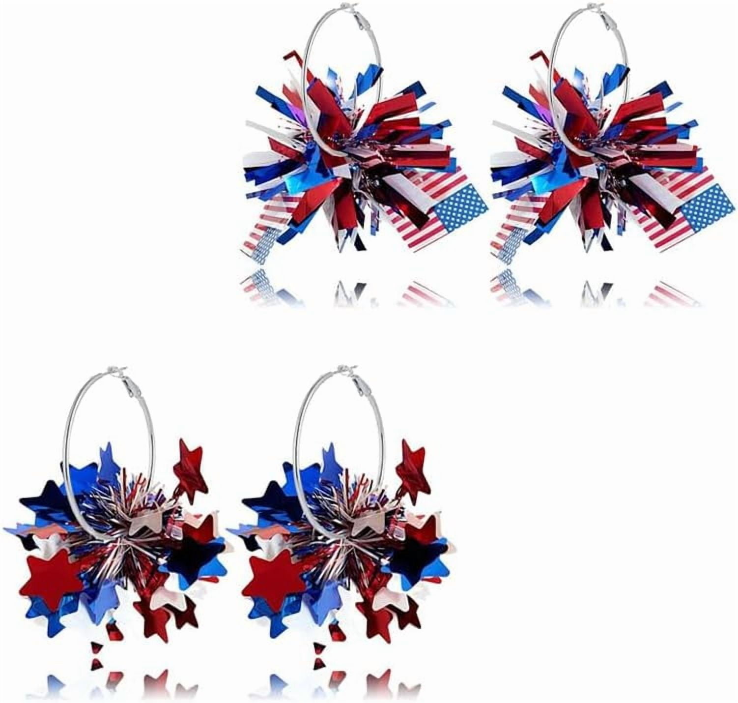 4th of July Hoop Earrings for Women Funny Independence Day Hoop Earring ...