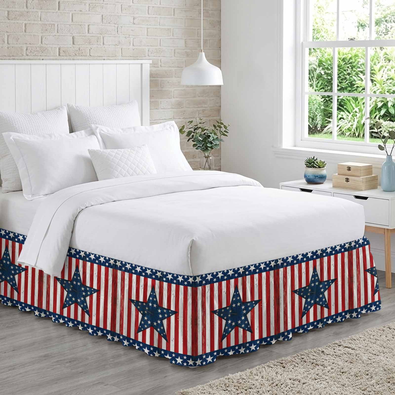 4th of July Independence Day Bed Skirt King Size 18 Inch Drop, Blue ...