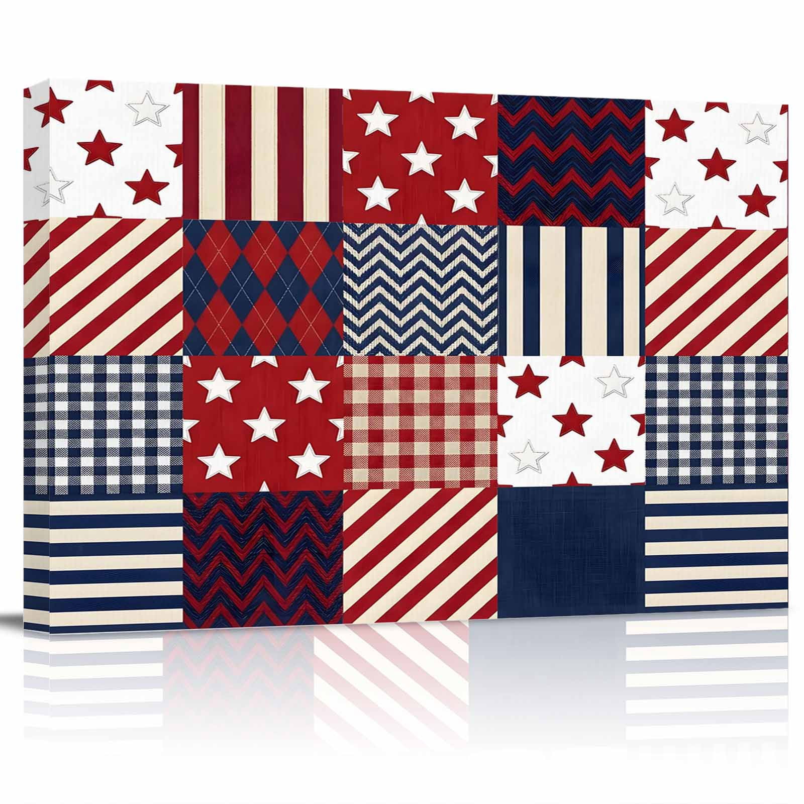 4th of July Independence Day Canvas Print Wall Art Red Blue Star ...