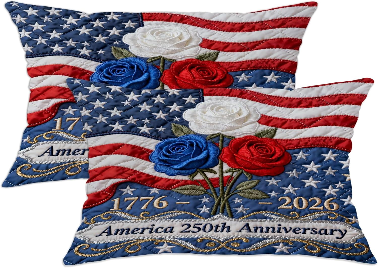 4th of July Independence Day Flower Throw Pillow Covers 12x20 Set of 2 ...