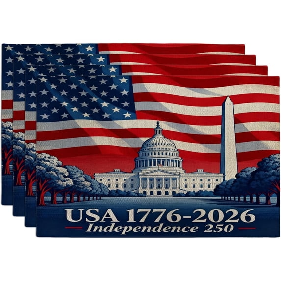 4th of July Independence Day Placemats Set of 4, 12x18 Inch, 250 Years ...