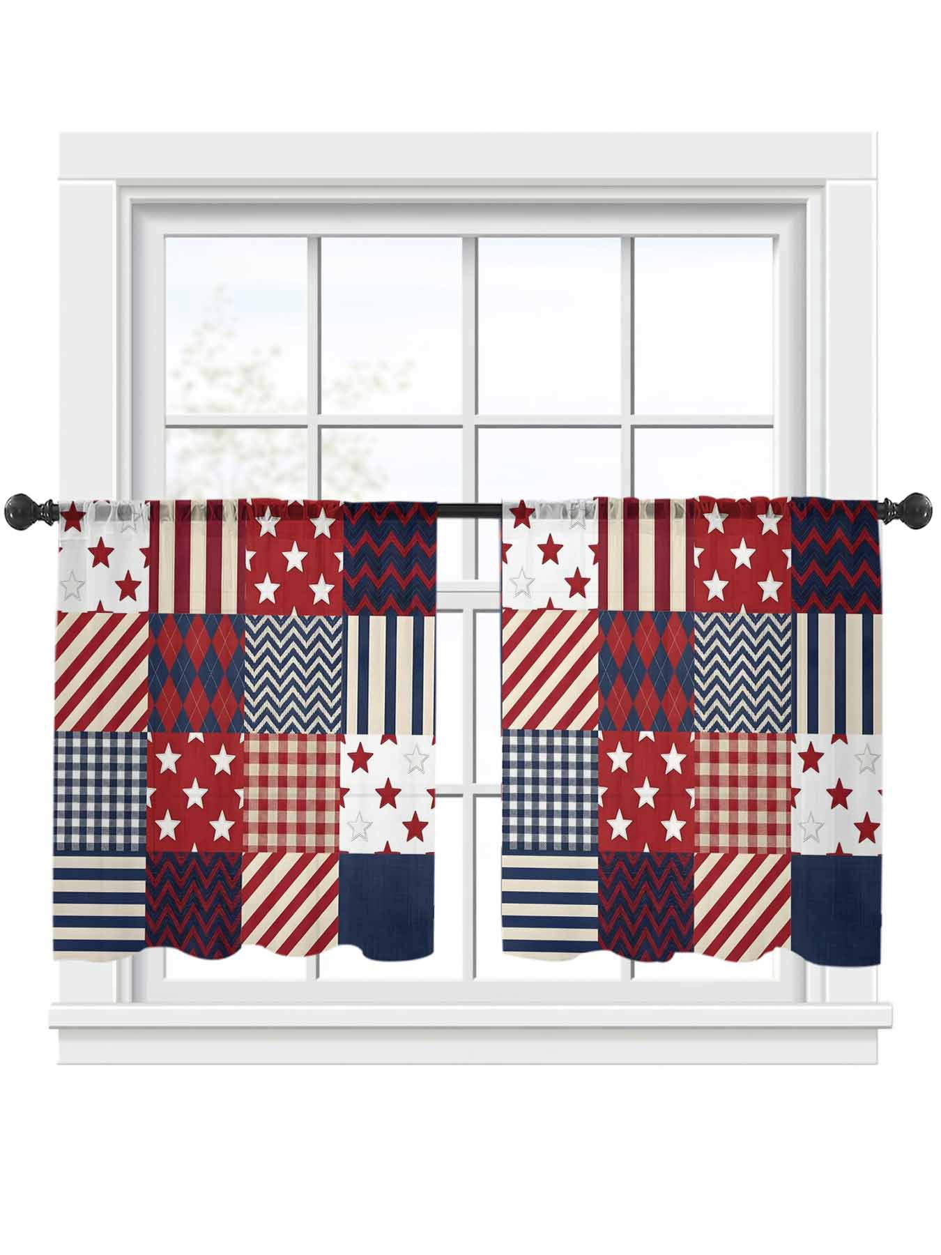 4th of July Independence Day Sheer Curtains 2 Panels Set, Red Blue Star ...