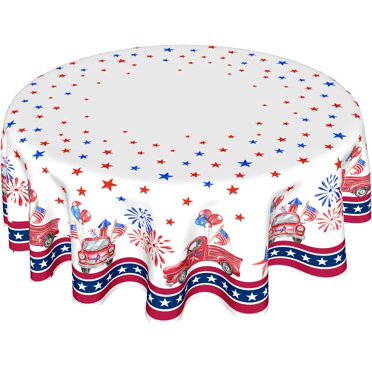 4th of July Tablecloth Patriotic Decorations Red White and Blue Print ...