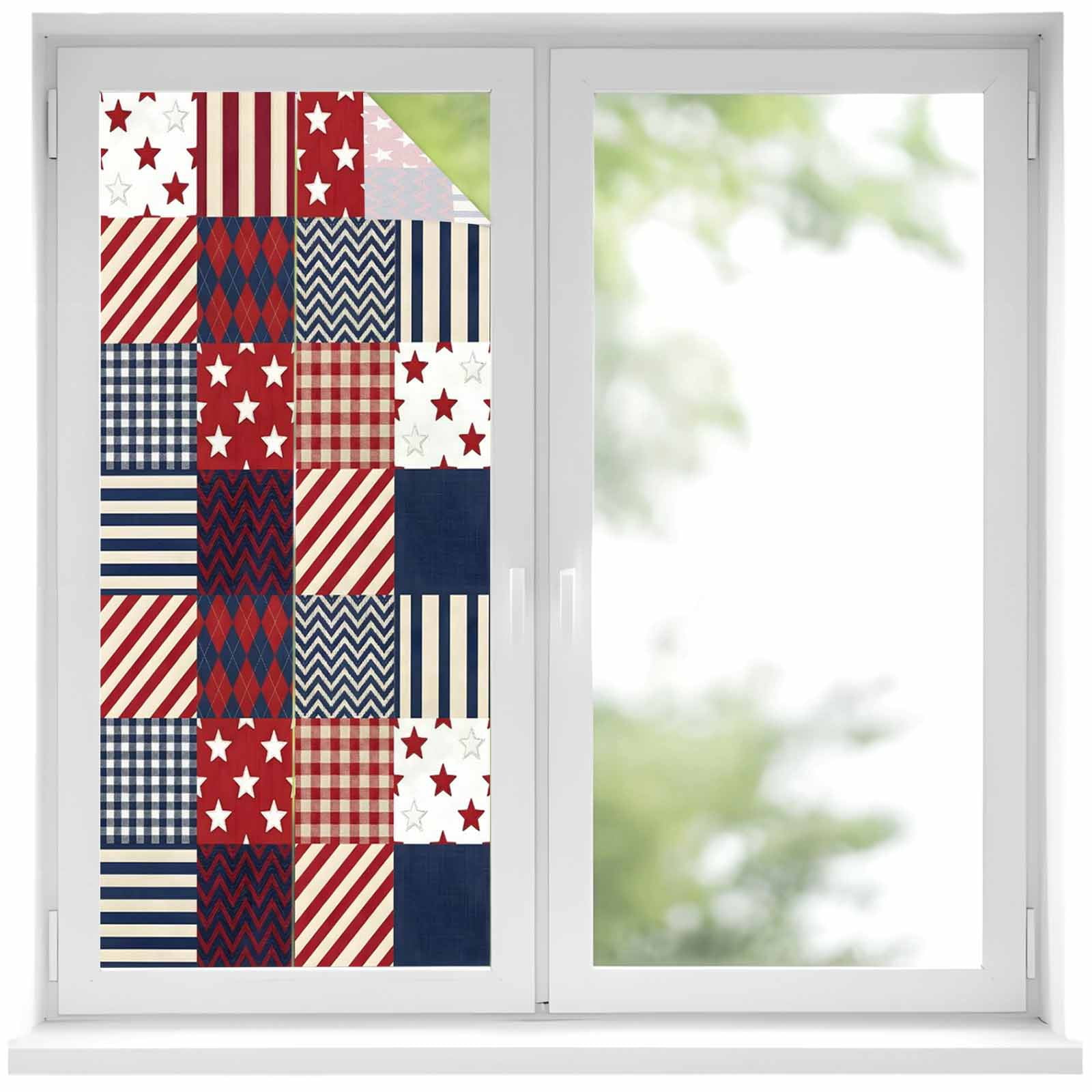 4th of July Independence Day Window Privacy Film, Red Blue Star Striped ...