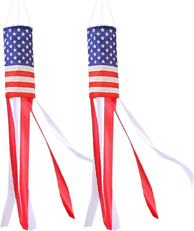 4th of July Independence Day Windsock, 2 piece 40 inch Patriotic US ...