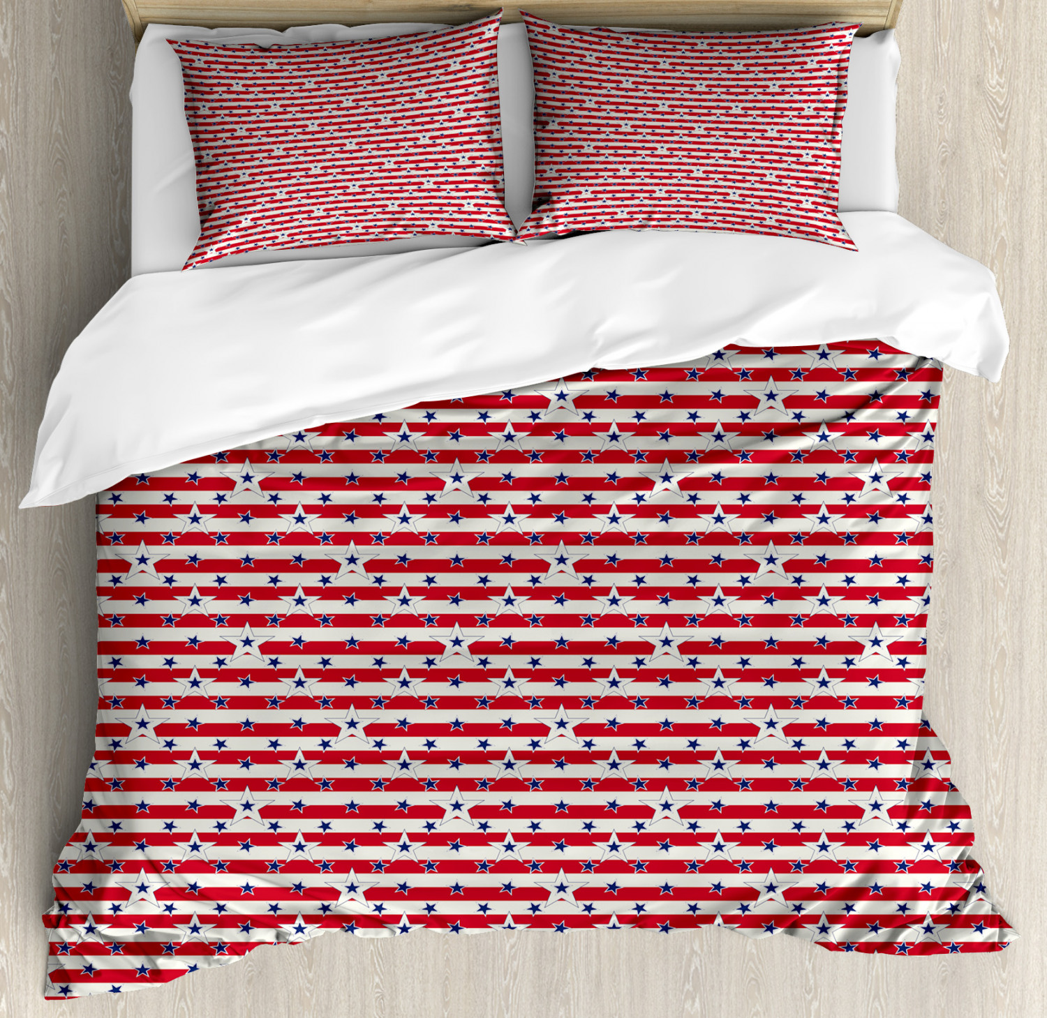 4th of July King Size Duvet Cover Set, Stripes with Stars Freedom and ...