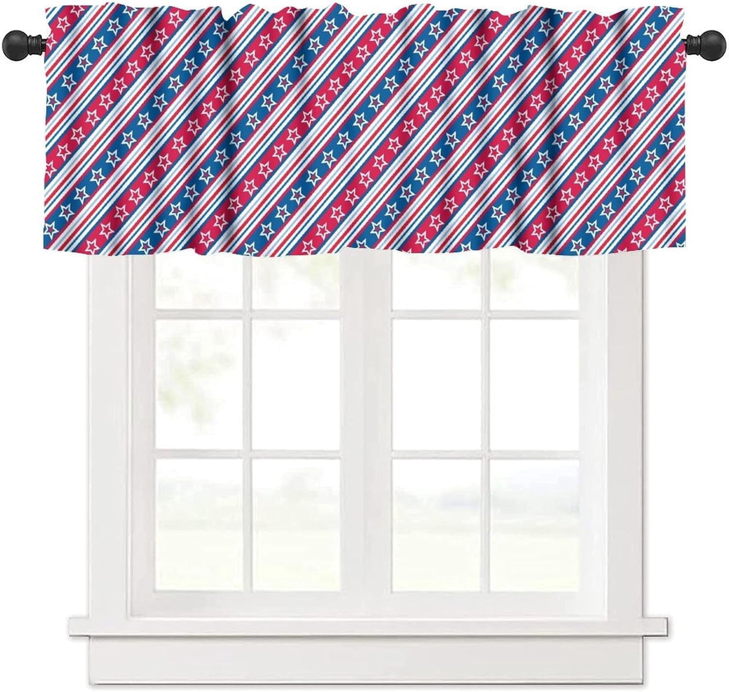 4th of July Kitchen Curtain Valance, American Patriotic Independence ...