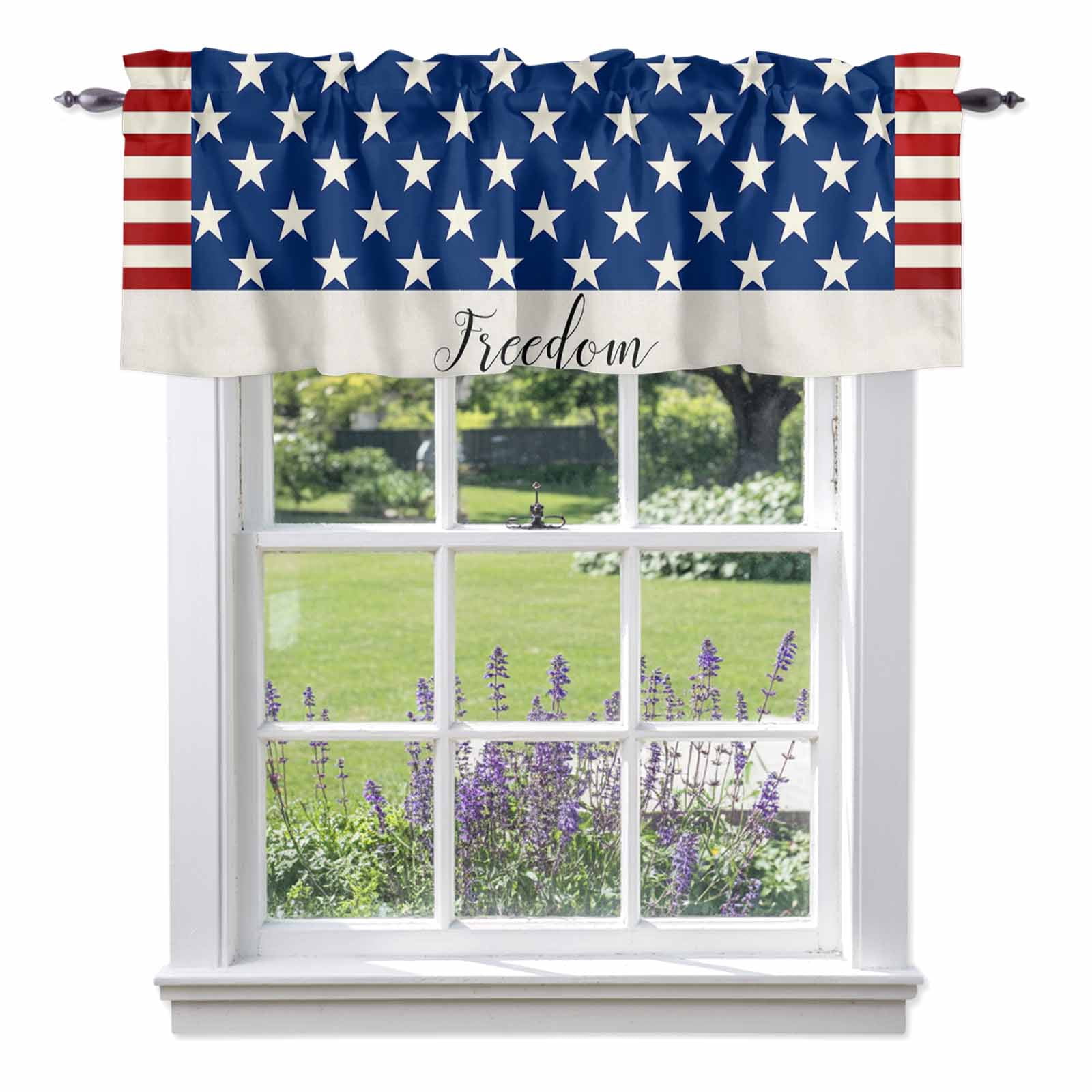 4th of July Kitchen Curtain Valances for Windows Farmhouse Short ...