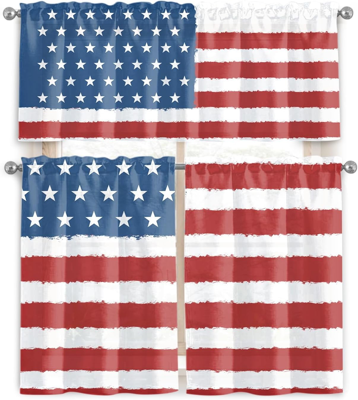 4th of July Kitchen Curtains 36 Inch Length, Durable Memorial Day ...
