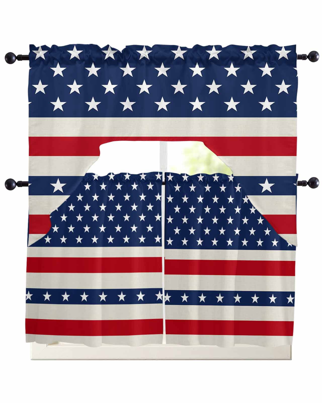 4th of July Kitchen Curtains Sets 24 Inch Length with Valance ...