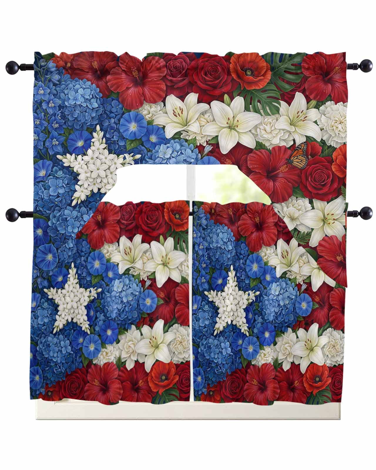 4th of July Kitchen Curtains Sets 24 Inch Length with Valance, Puerto ...