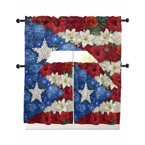 4th of July Kitchen Curtains Sets 24 Inch Length with Valance, Puerto ...