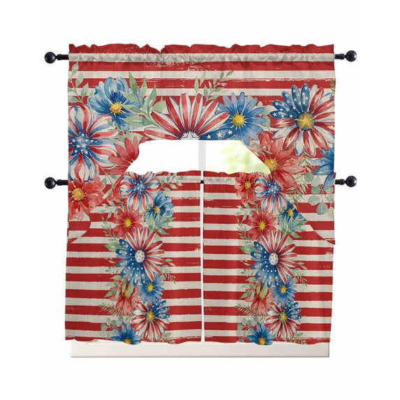 4th of July Kitchen Curtains Sets 36 Inch Length with Valance, Daisy ...