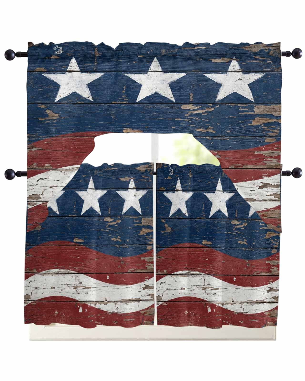 4th of July Kitchen Curtains Sets 36 Inch Length with Valance ...