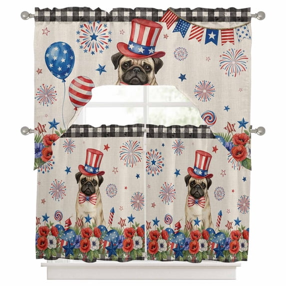 4th of July Kitchen Curtains Swag Valance and Tier Curtains Set 24 Inch ...
