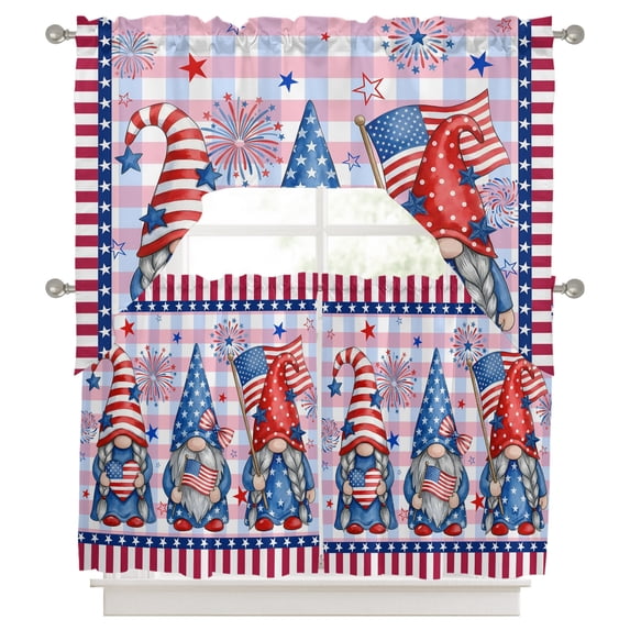 4th of July Kitchen Curtains Swag Valance and Tier Curtains Set 36 Inch ...