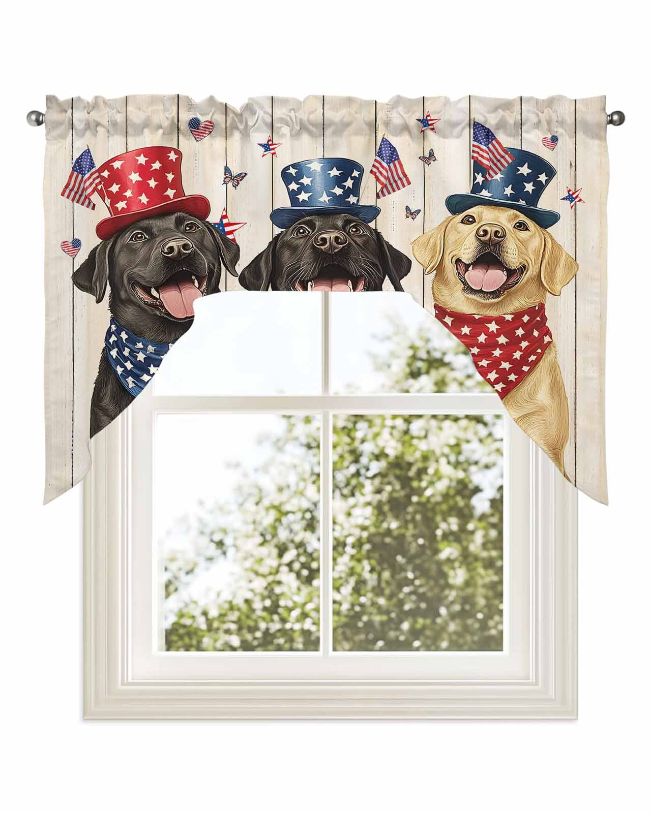 4th of July Kitchen Curtains Swag Valance for Windows/Bathroom/Cafe ...