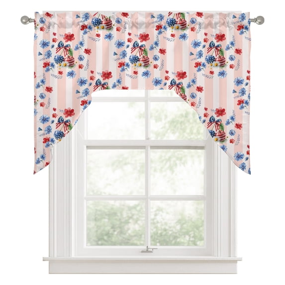 4th of July Kitchen Curtains Swag Valance for Windows/Bathroom/Cafe ...