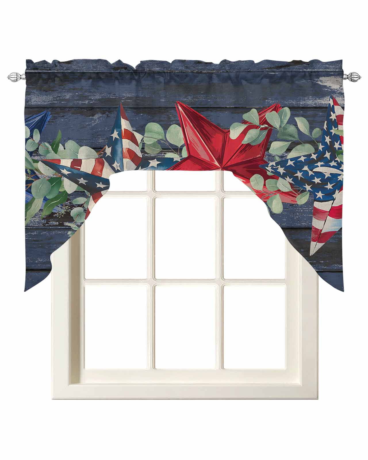 4th of July Kitchen Curtains Swag Valance for Windows/Bathroom/Cafe ...