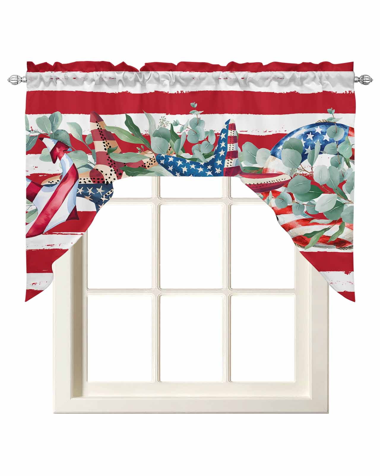 4th of July Kitchen Curtains Swag Valance for Windows/Bathroom/Cafe ...
