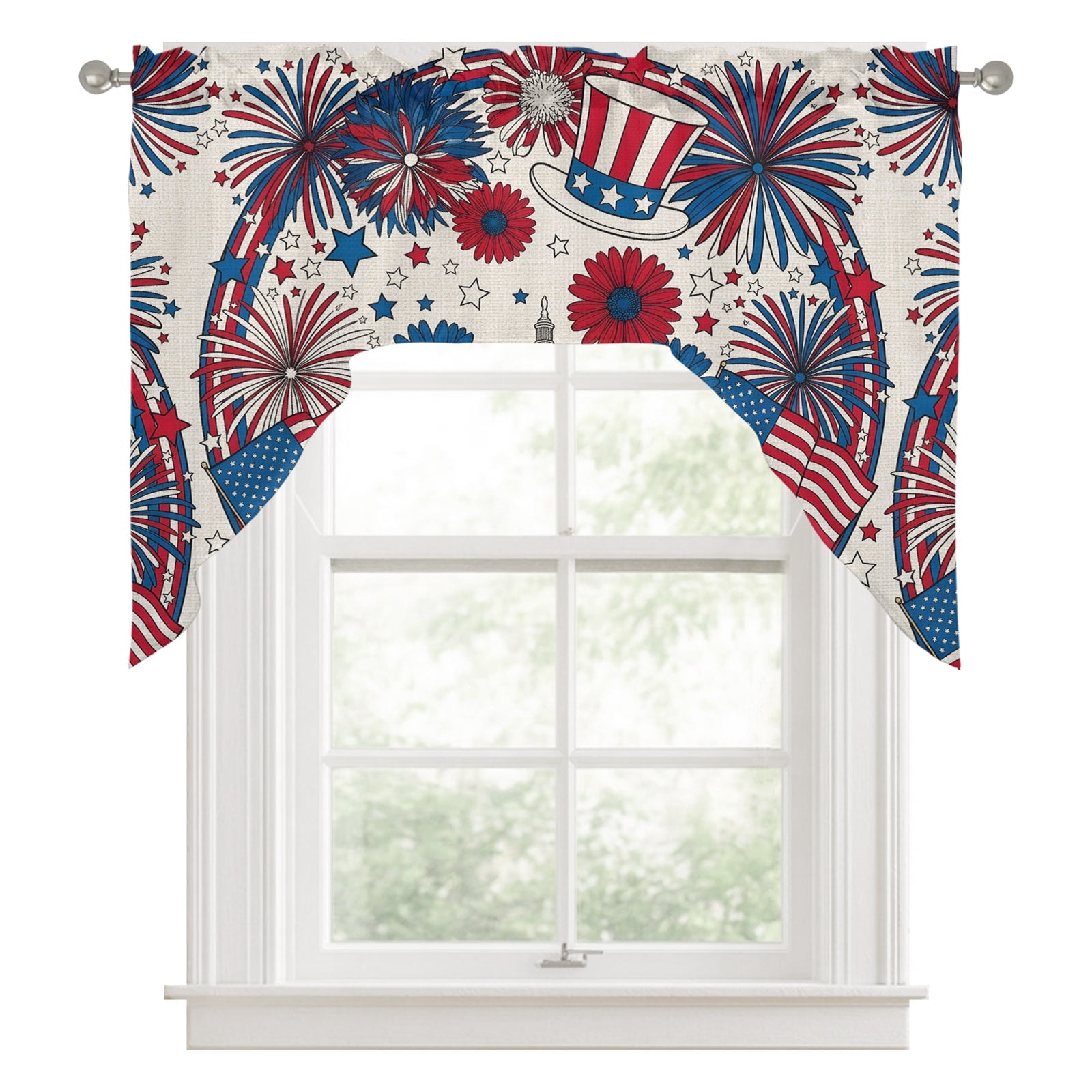 4th of July Kitchen Curtains Swag Valance for Windows/Bathroom/Cafe ...