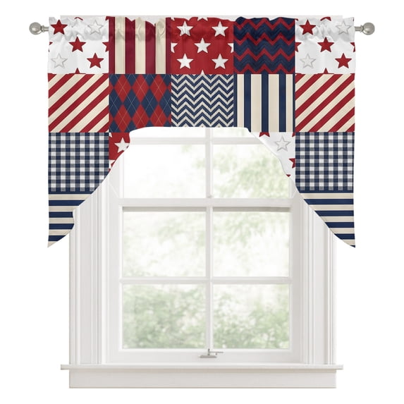 4th of July Kitchen Curtains Swag Valance for Windows/Bathroom/Cafe ...