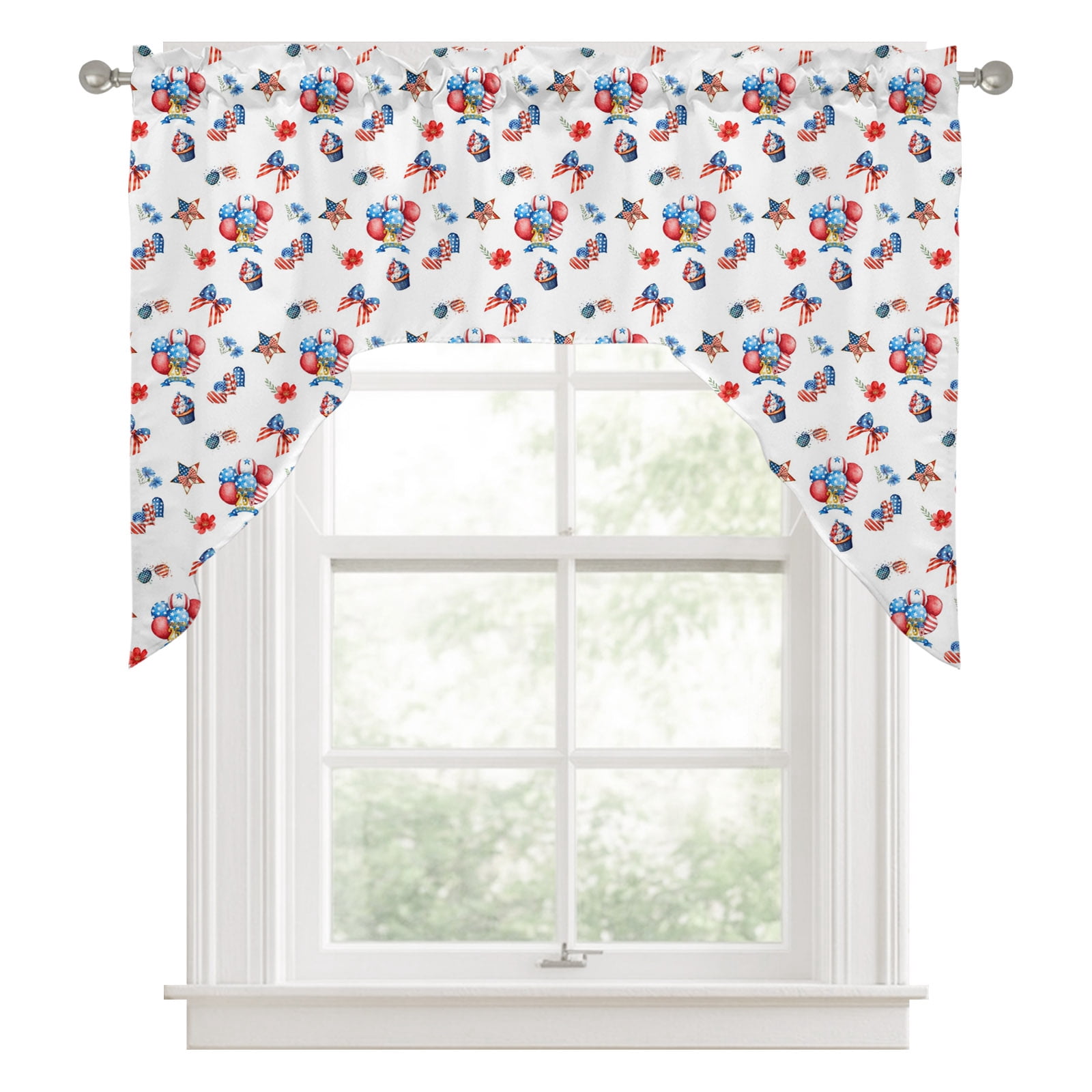 4th of July Kitchen Curtains Swag Valance for Windows/Bathroom/Cafe ...