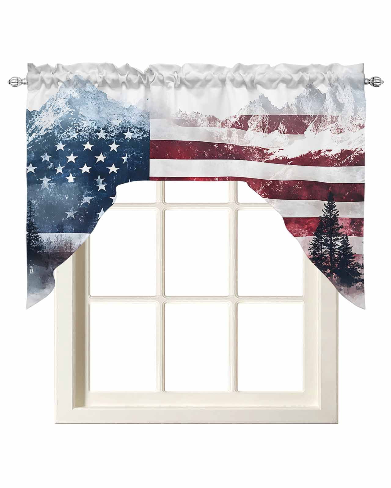 4th of July Kitchen Curtains Swag Valance for Windows/Bathroom/Cafe ...