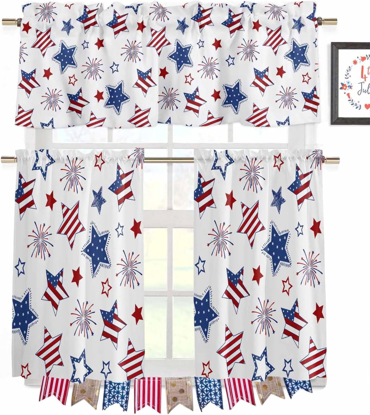 4th of July Kitchen Curtains and Valances Set, Independence Day Usa ...