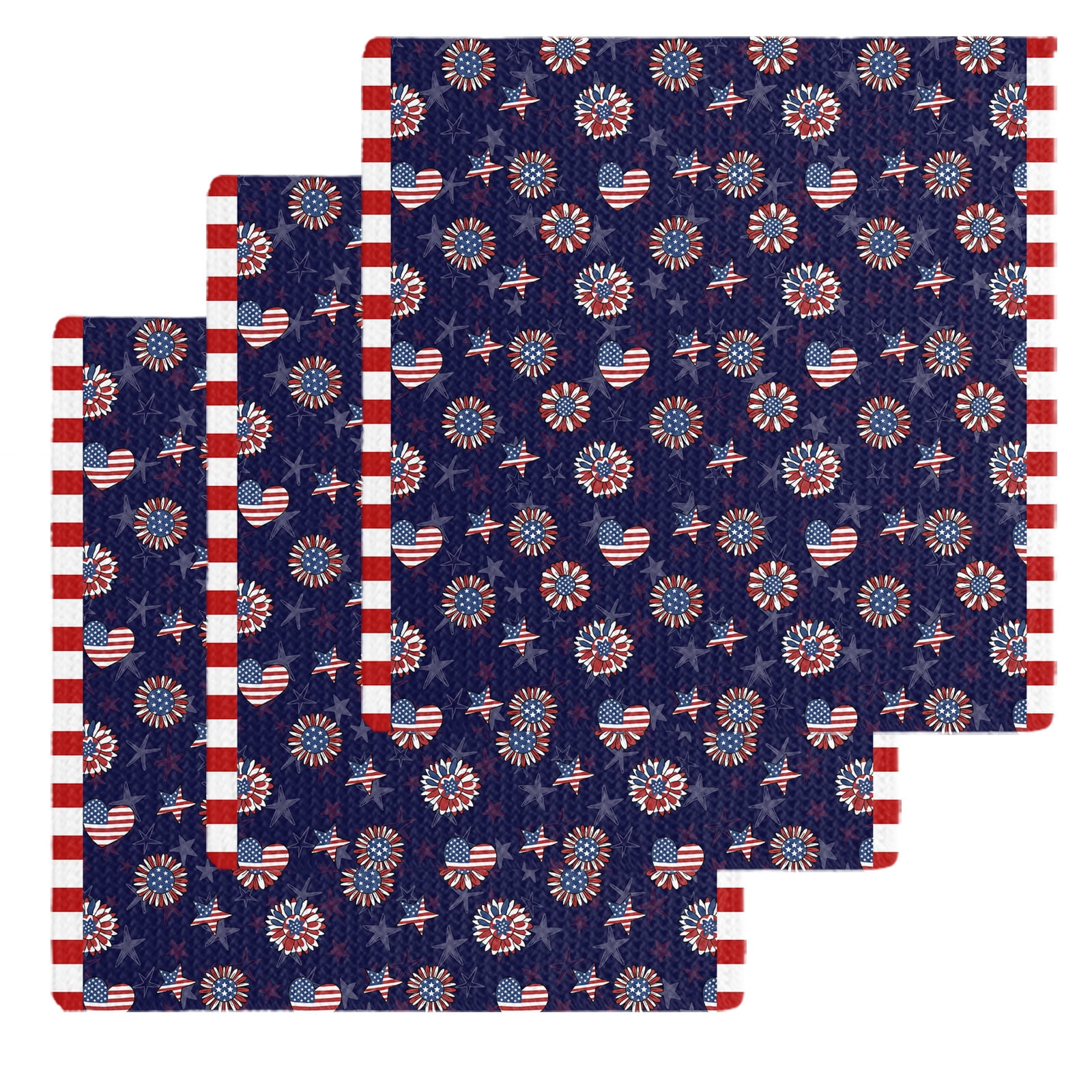 4th of July Kitchen Dish Towels for Drying Dishes Set of 3, Navy US ...