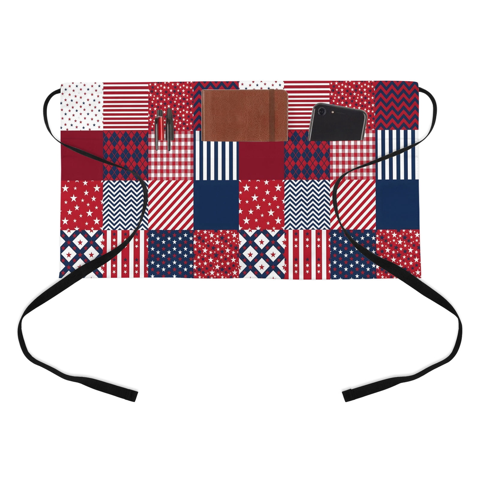 4th of July Kitchen Restaurant Half Waist Apron, Red and White Blue ...
