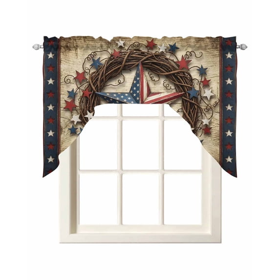 4th of July Kitchen Swag Valances for Windows, Independence Day Vintage ...