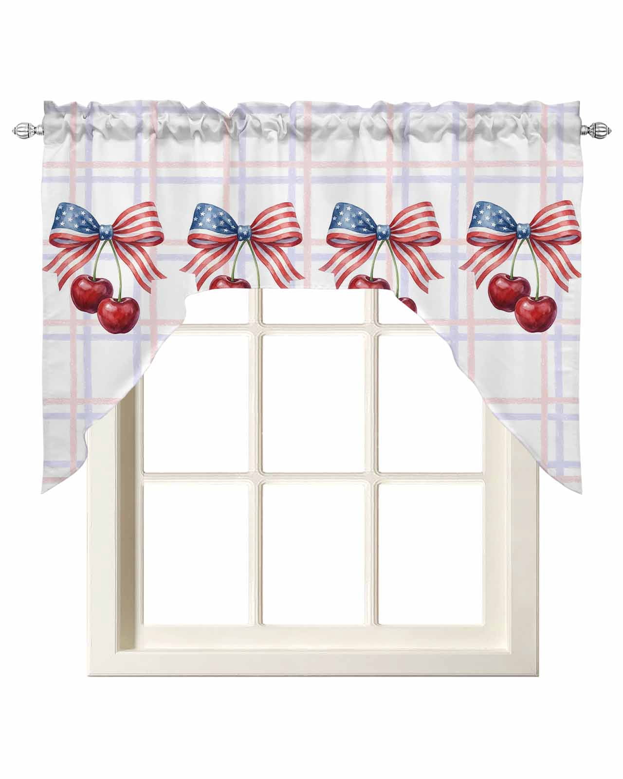 4th of July Kitchen Swag Valances for Windows, Patriotic American Flag ...