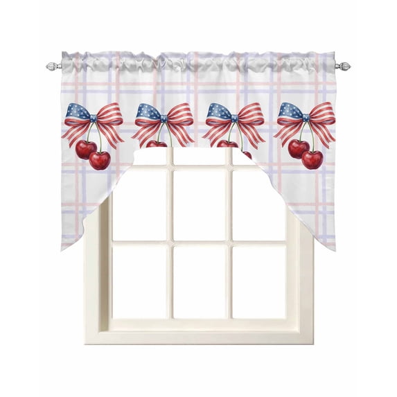 4th of July Kitchen Swag Valances for Windows, Patriotic American Flag ...